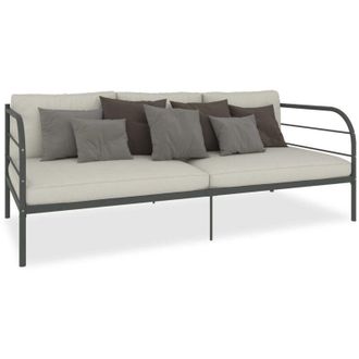 vidaXL Tagesbett-Rahmen Grau Metall 90&times;200 cm Vidaxl