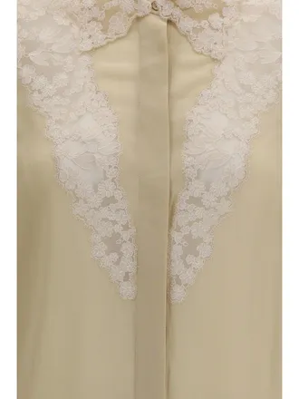 Fendi Womens Georgette Silk Shirt Parchment
