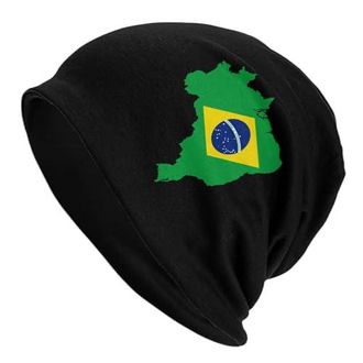 Generic Femme Homme Bonnets De Ski Carte du Drapeau du Br&eacute;sil Bonnets Tricot&eacute; Doux Bonnet dhiver Chaud Bonnet &Agrave; Revers pour Hiver Ski Cyclisme