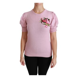 Dolce & Gabbana Rundhals Kurzarmbluse - - Tops - Damen - Rosa - XL