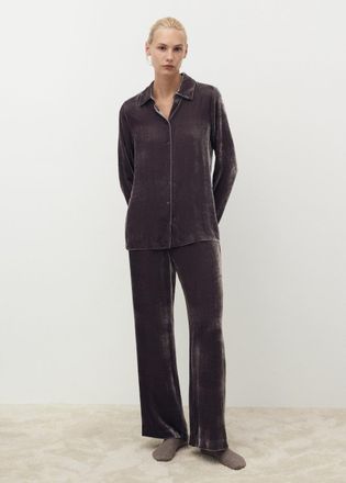 Mango Seiden-Velvet-Hose brombeere - Damen - S - MANGO