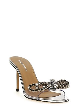 Mach & Mach Womens Crystal-Embellished Pvc Sandal Silver Heels