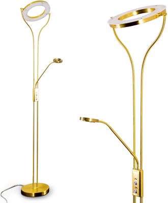 HOFSTEIN LED Stehlampe Donna, dimmbare Stehleuchte aus Metall in Messing, mit verstellbarem Lesearm, 2070 Lumen, Lichtfarbe 3000 Kelvin (warmweiß), Deckenflute