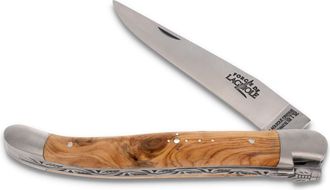 Forge de Laguiole Taschenmesser - 11 cm - Griffschalen Wacholder - Klinge 9 cm und Backen matt - Hochwertiges Messer Frankreich