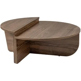 Hanah Home Hanah Home - Table Basse Gigogne Ronde Bois en Noyer, Deux Pi&egrave;ces, 90x30x60 cm et 85x35x30 cm, Design Polyvalent, Pour Salon ou Bureau
