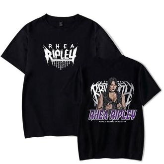 Generic Rhea Ripley T-shirt unisexe &agrave; col rond et manches courtes, Noir, XXL