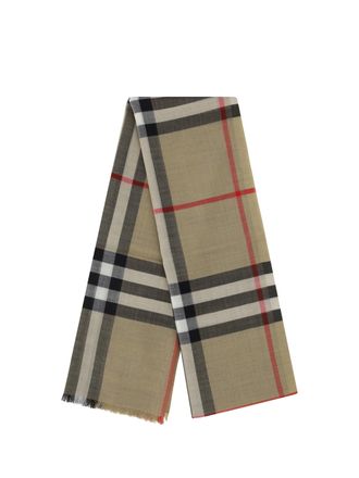Burberry Womens Silk And Wool Blend Scarf Archive Beige Scarfs