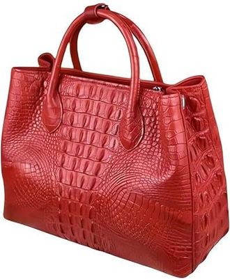 Generic Sac cabas pour femme, sac &agrave; main violet tendance en cuir dalligator v&eacute;ritable, grand sac &agrave; bandouli&egrave;re en cuir de crocodile v&eacute;ritable