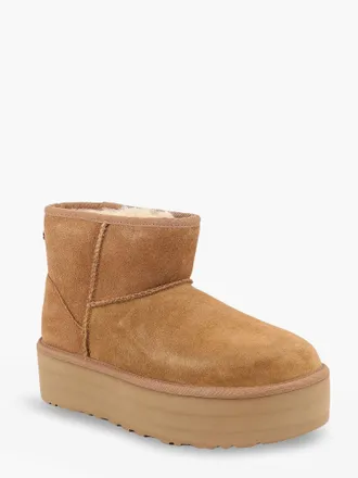 UGG Womens Classic Mini Platform Suede Ankle Boots Brown