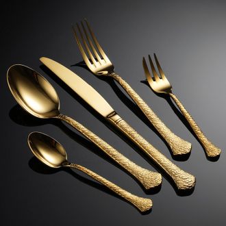 Generic Luxuri&ouml;ses Besteckset in Gold, 40-teilig, hochwertiges Hochzeitsgeschirr-Set f&uuml;r den Haushalt, inklusive modischem, langlebigem Edelstahl in Lebensmit