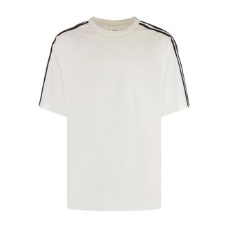 Yohji Yamamoto Klassisches Baumwoll-T-Shirt mit den unverkennbaren Streifen - - Tops - Herren - Wei&szlig; - L