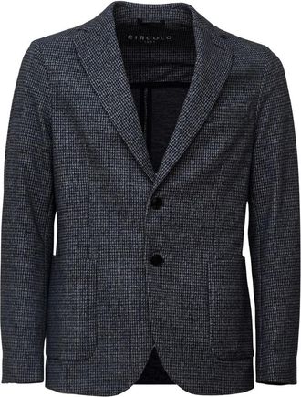 Circolo 1901 Homme, Vestes, Bleu, Taille: 2XL Micro Special Print Stretch Jersey Blazer