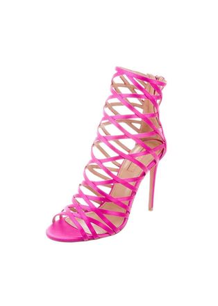Aquazzura Pink Satin Caged Sandals Size 37