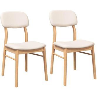 vidaXL Esszimmerst&uuml;hle mit Kissen 2 Stk. Natur Massivholz Gummibaum - Vidaxl