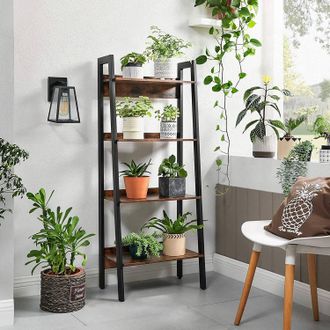 Red Living home24 Regal V Böden: Spanplatte, beschichtet Gestell: Metall, lackiert Braun 56 x 138 x 34cm