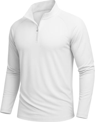 Magcomsen Schwimmshirt Herren UV Schutz Schnelltrocknend Laufshirt Langarm Outdoor UPF 50+ Sommer Wandershirt, Wei&szlig;, 3XL