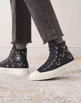 Converse Chuck 70 Hi - Baskets avec détail en métal argenté - Noir
