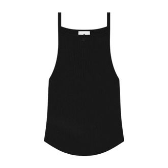 Courr&egrave;ges Logo-besticktes Rippstrick-Top - - Tops - Damen - Schwarzk - S