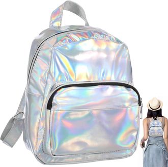 Valiclud Chic Holographische Rucksack Modische Rucksack Hologramm Schule Schulter Tasche f&uuml;r Frauen M&auml;dchen Teens Satchel- Grau