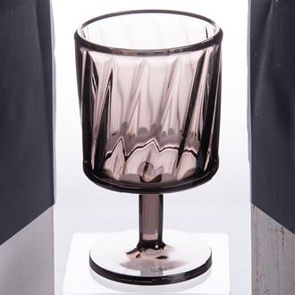 Villa D'Este Home Tivoli 6er Set Sektkelch 340ml aus Acryl, Oberfl&auml;che senkrecht schr&auml;g Linien, Fashion Smoke