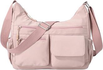Generic Grand sac &agrave; bandouli&egrave;re polyvalent en nylon pour femme, travail, shopping, voyage, quotidien, rose, 11.02x4.33xcinch