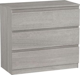 HOMCOM Commode 3 tiroirs de rangement pour chambre &agrave; coucher, salon, gris effet bois
