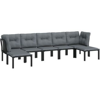 vidaXL Salon de jardin 7 pcs noir et gris r&eacute;sine tress&eacute;e
