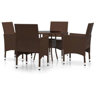vidaXL Vidaxl - Mobilier de salle &agrave; manger de jardin 5pcs R&eacute;sine tress&eacute;e Marron