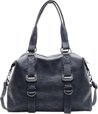 Generic Grand sac &agrave; bandouli&egrave;re en cuir synth&eacute;tique avec sangle r&eacute;glable pour femme, travail, shopping, voyage, quotidien, bleu, 14.96x5.91x10.63inch