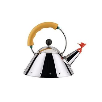 Alessi Kettle 9093/1 Y - Bouilloire Design, Compatible avec la Cuisson par Induction, Fond en Acier Inoxydable 18/10 Brillant avec Poign&eacute;e et Sifflet-Oisillo