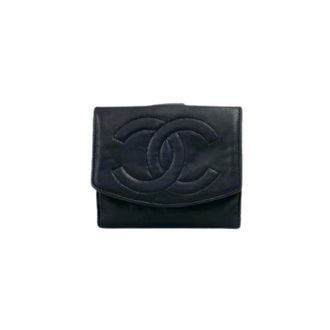 Chanel Portefeuille pr&eacute;-poss&eacute;d&eacute; en cuir dagneau Coco Mark - Femme - Pre-owned - Noir - Taille: ONE Size