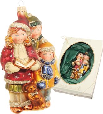 Krebs Glas Lauscha Weihnachtsdekoration/Christbaumschmuck aus Glas - Singende Kinder - Gr&ouml;&szlig;e: 14 cm - Made in Germany