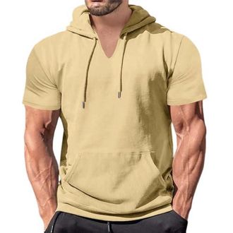 Generic T-shirt &agrave; col en V pour homme, manches courtes, coupe ajust&eacute;e, coupe ajust&eacute;e, couleur unie, polo avec poches, t-shirt l&eacute;ger et respirant pour l&eacute;t&eacute;, la