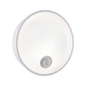 Paulmann 94699 LED Au&szlig;enleuchte Wandleuchte Platomo Bewegungsmelder seewasserresistent IP44 rund 180mm 3000K 14,5W 1200lm Wei&szlig; Kunststoff