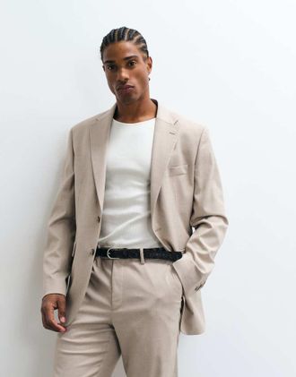 Mango blazer de costume coupe slim Milan en &eacute;cru-Neutre