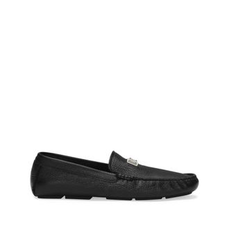 Dolce & Gabbana Schwarze Logo Mokassins mit Goldener Plakette - - Shoes - Herren - Schwarzk - 41 1/2 EU