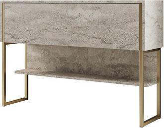 Hanah Home Console en bois Luxe - 120 x 30 x 80 cm - Travertin Or
