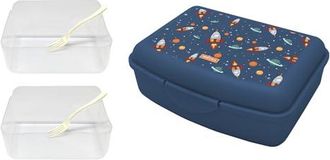 Nerthus Kitchenware FIH 1294 Lunchbox für Kinder, platzsparend, leicht und leicht zu reinigen, mit 2 Trennwänden und Gabel