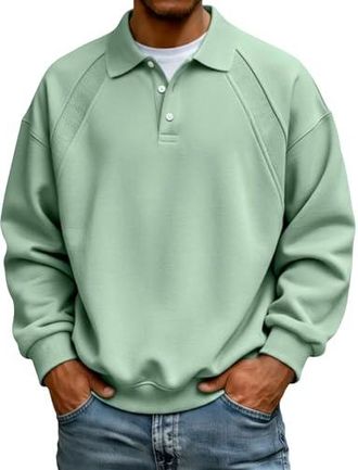 Generic Sweat-shirt &agrave; demi-fermeture &eacute;clair pour homme - Couleur unie - Manches longues - Col &agrave; revers - Coupe d&eacute;contract&eacute;e - Confortable - V&ecirc;tements de sport