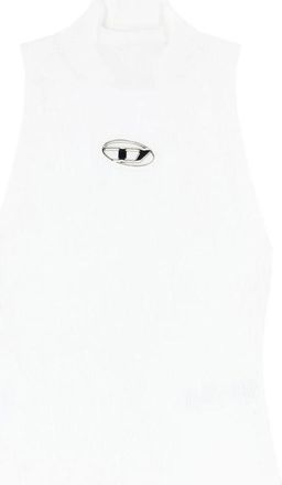 Diesel Femme, Tops, Blanc, Taille: 40 FR D&eacute;bardeur c&ocirc;tel&eacute; &agrave; col montant