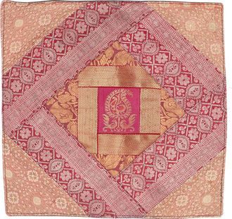 Guru Shop Brokatkissenh&uuml;lle, Patchwork Kissenh&uuml;lle, Upcyceling Kissen - Rot/pink, Baumwolle, 40x40x0 cm