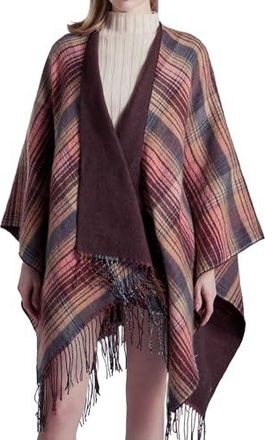 Generic Burnout Ch&acirc;le de voyage pour femme - Poncho ouvert sur le devant - Pull chaud surdimensionn&eacute; - Cardigan d&eacute;contract&eacute; pour lautomne et lhiver - Capuche 