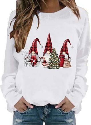 Generic Sweatshirts de No&euml;l pour femmes, mignons, motif arbre de No&euml;l, sweatshirt &agrave; col ras du cou, ample, d&eacute;contract&eacute;, &agrave; manches longues, hauts &agrave; col rond 20