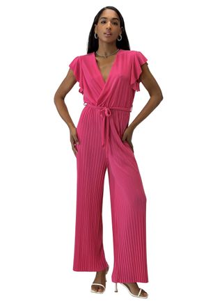 Elara Damen Jumpsuit V-Schnitt 1249 Fuchsia