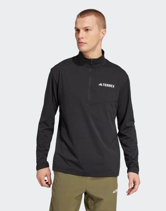 adidas Terrex Climacool - T-shirt manches longues &agrave; demi fermeture &eacute;clair - Noir
