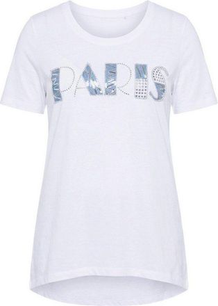 Miamoda T-Shirt T-Shirt A-Linie verzierter Paris-Schriftzug