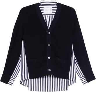 sacai panelled cardigan - Blau