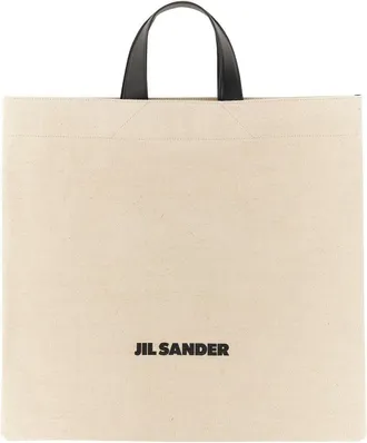 Jil Sander Mens Medium Tote Bag Beige Body: Cotton Handbags Hand