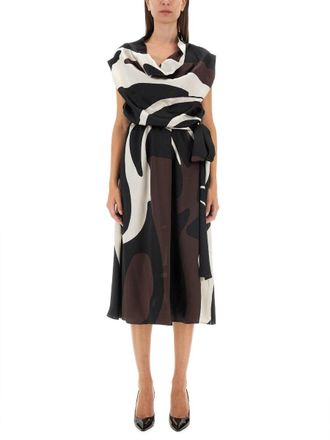 Kiton Printed Silk Dress - Brown