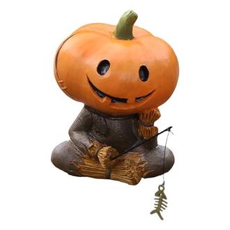 Generic Citrouilles dHalloween - Figurines de jardin en forme de tête de citrouille de pêche | Statue miniature en résine pour décoration dintérieur, jardin, 